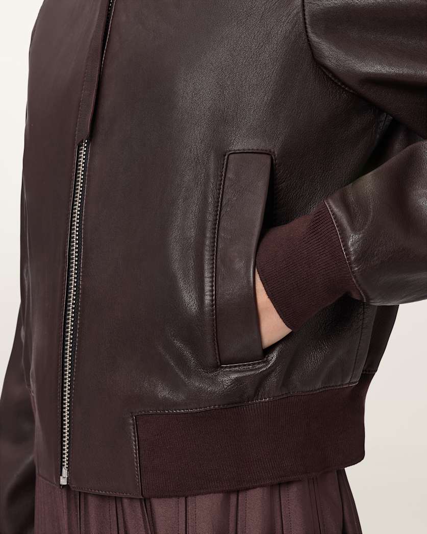 Orten Leather Bomber Jacket OXBLOOD RED | ALLSAINTS US